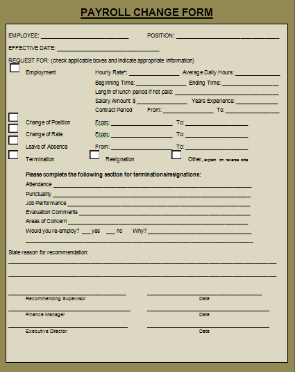 Payroll Change Form | Free Payslip Templates Payroll Change Form | Free Payslip Templates