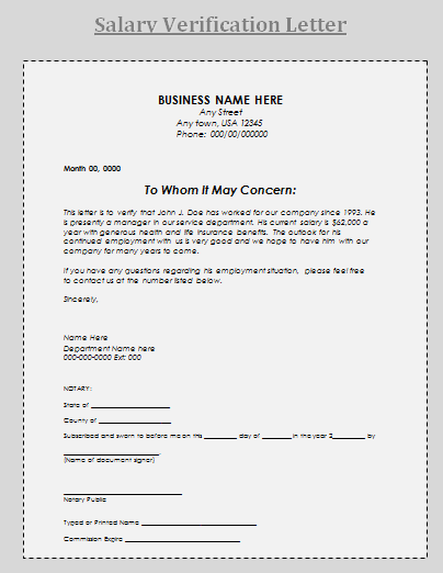 Salary Verification Letter | Free Payslip Templates