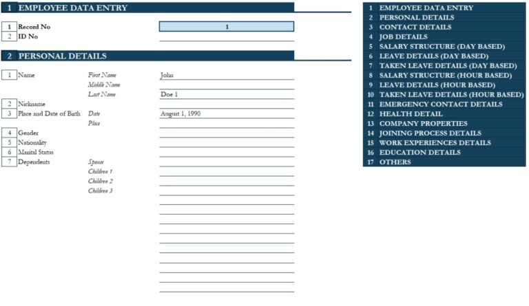Employee Database Template | Free Payslip Templates