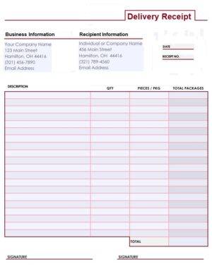 Delivery Receipt Template | Free Payslip Templates