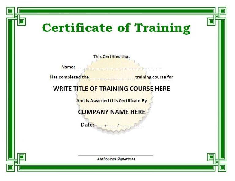 Employee Training Certificate Template | Free Payslip Templates